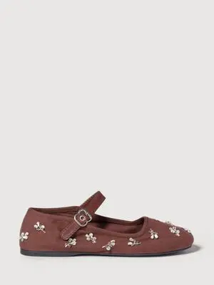 Miu Miu Embellished Ballet Flats - Brown