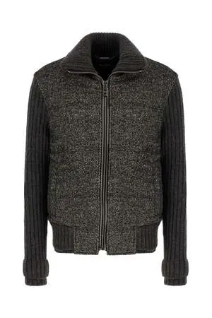 Dolce & Gabbana Chevron Pattern Zip-up Jacket With Stand Collar