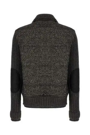 Dolce & Gabbana Chevron Pattern Zip-up Jacket With Stand Collar