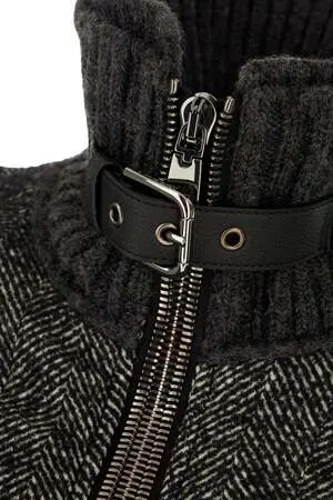 Dolce & Gabbana Chevron Pattern Zip-up Jacket With Stand Collar