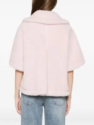 Max Mara Pink Wool Teddy Texture Cape - Multicolor