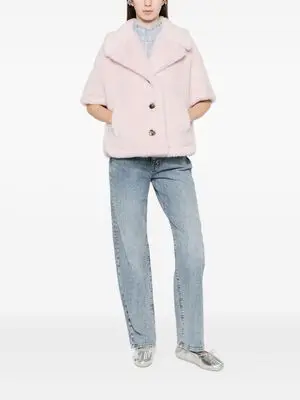 Max Mara Pink Wool Teddy Texture Cape - Multicolor