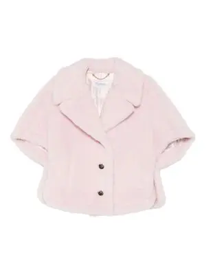 Max Mara MAX MARA Pink Wool Teddy Texture Cape Multicolor