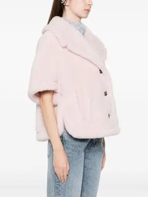Max Mara Pink Wool Teddy Texture Cape - Multicolor