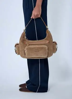 Miu Miu Corduroy Shoulder Bag - Brown