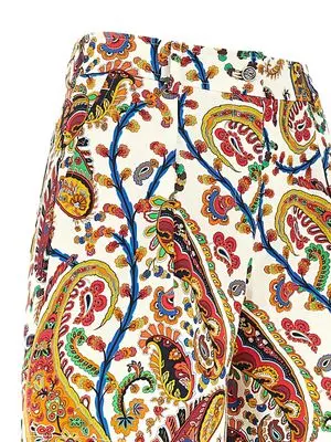 Etro Pleated Shorts With Paisley Print - White