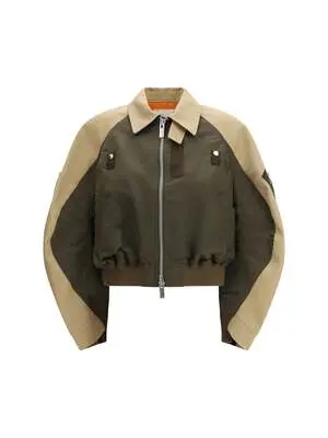 Sacai Cotton And Nylon Bomber Jacket - Green