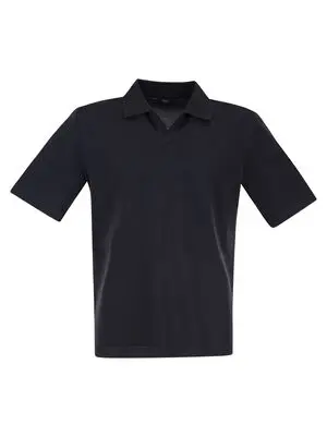 Herno Cotton Jersey Polo Shirt With Open Collar - Blue