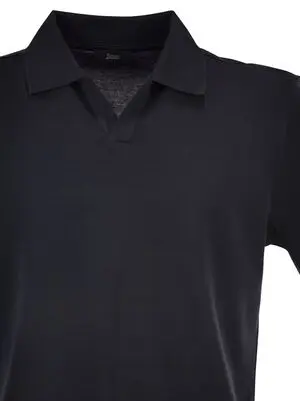 Herno Cotton Jersey Polo Shirt With Open Collar - Blue
