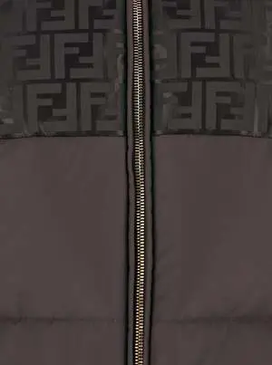 Fendi Down Jacket With Drawstring Hood And Ff Motif - Multicolor