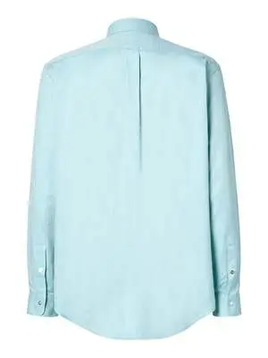 Fendi Oxford Cotton Shirt With Ff Embroidery - Blue
