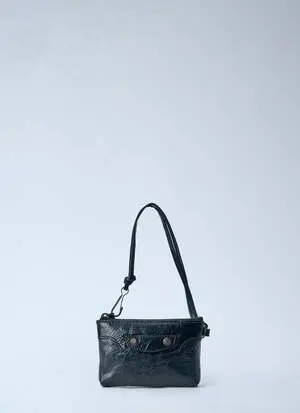 Balenciaga Textured Leather Zipped Pochette With Adjustable Strap