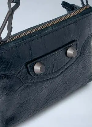 Balenciaga Textured Leather Zipped Pochette With Adjustable Strap
