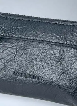 Balenciaga Textured Leather Zipped Pochette With Adjustable Strap