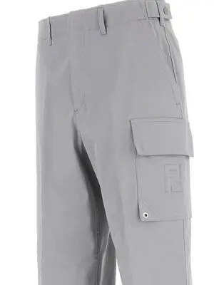 Fendi Gabardine Cargo Trousers - Gray