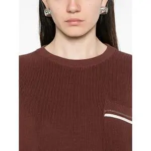 Brunello Cucinelli Cotton Knitwear Jumper With Chest Pocket - Brown