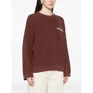 Brunello Cucinelli Cotton Knitwear Jumper With Chest Pocket - Brown