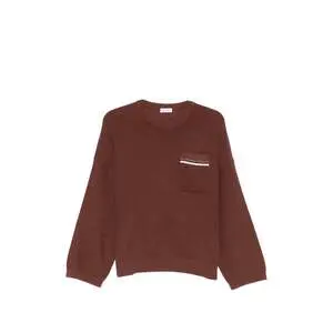 Brunello Cucinelli Cotton Knitwear Jumper With Chest Pocket - Brown