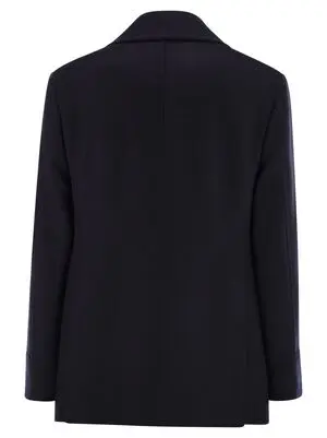 Brunello Cucinelli Double Wool Flannel Pea Coat With Metal Buttons