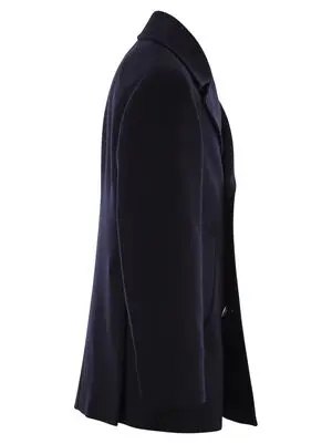 Brunello Cucinelli Double Wool Flannel Pea Coat With Metal Buttons
