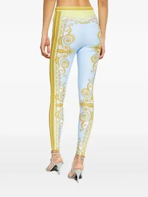 Versace Baroque-print Leggings - Blue