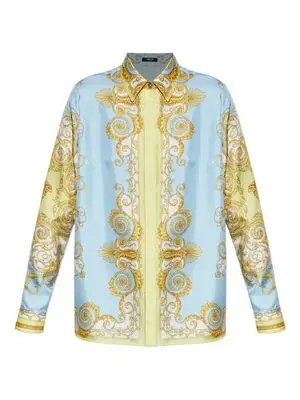 Versace Baroque Printed Silk Shirt - Blue