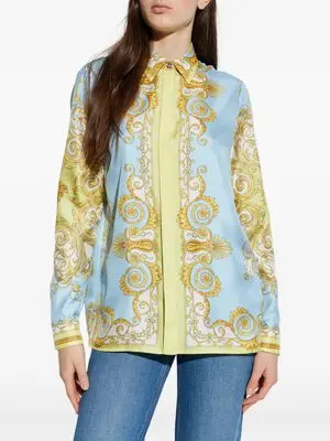 Versace Baroque Printed Silk Shirt - Blue