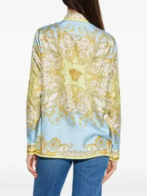 Versace Baroque Printed Silk Shirt - Blue