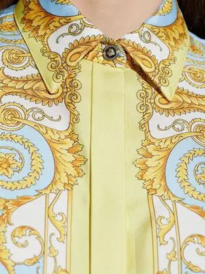 Versace Baroque Printed Silk Shirt - Blue