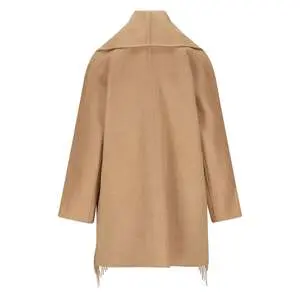 Max Mara Camel Hair Shawl Collar Belted Coat - Cream