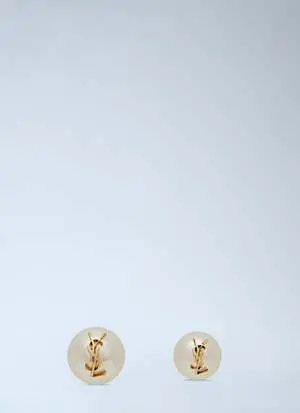 Saint Laurent Monogram Faux Pearl And Crystal Embellished Mismatched Stud Earrings - Multicolor