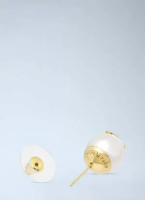Saint Laurent Monogram Faux Pearl And Crystal Embellished Mismatched Stud Earrings