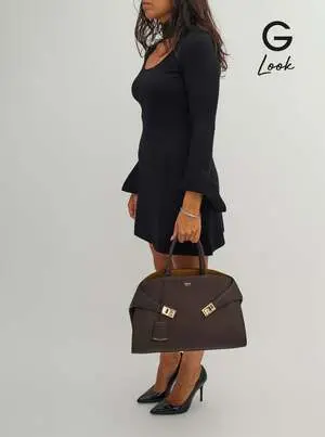 FERRAGAMO Leather Handbag With Gancini Buckles - Multicolor