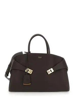 FERRAGAMO Leather Handbag With Gancini Buckles - Multicolor