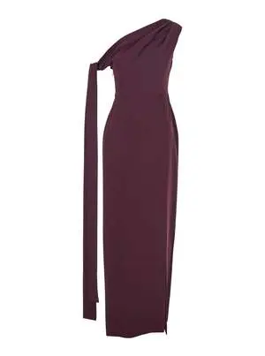 Solace London Irina One-shoulder Draped Neckline Long Dress - Multicolor