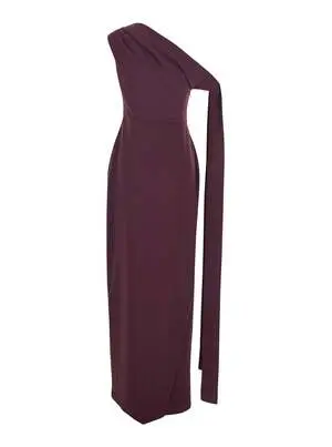 Solace London Irina One-shoulder Draped Neckline Long Dress - Multicolor