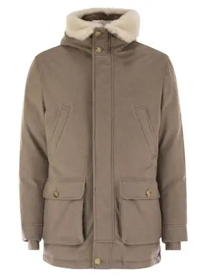 Brunello Cucinelli Wool Parka With Fur Collar And Down Filling