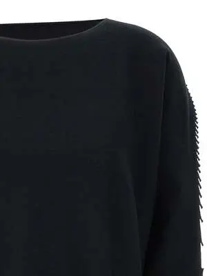 Issey Miyake Campagne' Crewneck Sweater With Batwing Sleeves And Fringed Edges