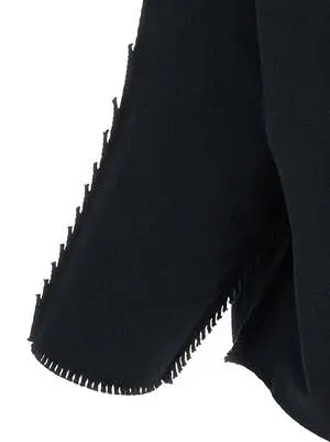 Issey Miyake Campagne' Crewneck Sweater With Batwing Sleeves And Fringed Edges