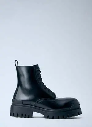Balenciaga Leather Combat Boots With Track Sole
