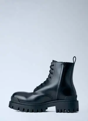 Balenciaga Leather Combat Boots With Track Sole