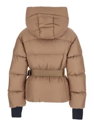 Moncler Down Jacket With Buckled Belt - Multicolor