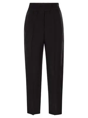 Brunello Cucinelli Baggy Pull-up Trousers In Viscose And Linen Fluid Twill - Black