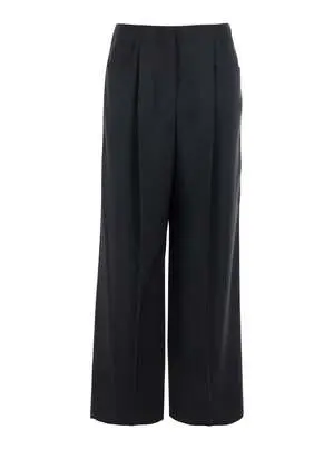 Fendi Wool Wide Leg Pants With Front Pleats - Multicolor