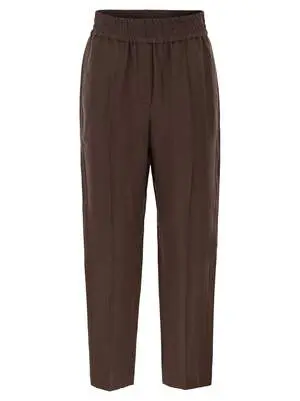 Brunello Cucinelli BRUNELLO CUCINELLI Baggy Pull-Up Trousers In Fluid Twill Brown