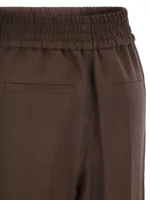 Brunello Cucinelli Baggy Pull-up Trousers In Fluid Twill - Brown