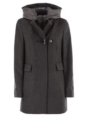 FAY Toggle Coat In Mélange Wool Cloth - Multicolor