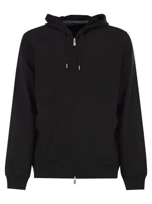 Brunello Cucinelli Cotton Fleece Zip-up Hooded Sweatshirt - Black