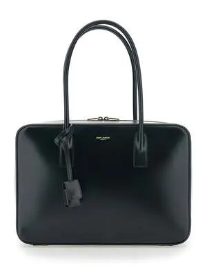 Saint Laurent Leather Shoulder Bag With Logo - Black