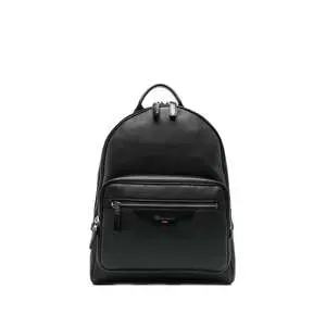 Santoni Pebble Leather Backpack - Black